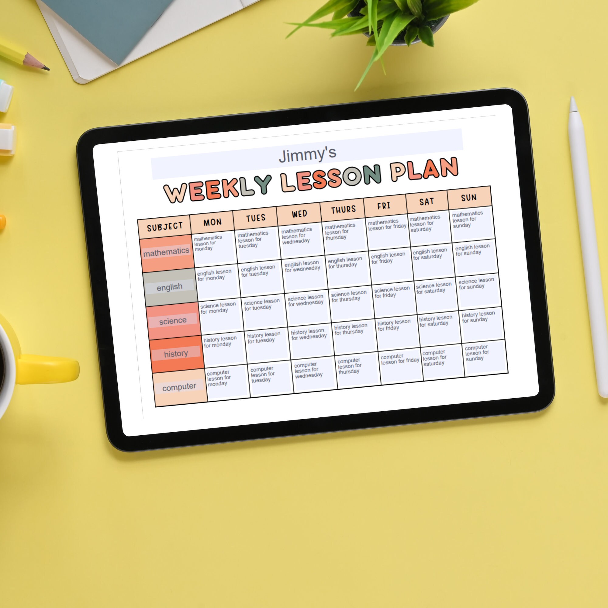 Weekly Lesson Plan Editable | Lesson Planner | Homeschool Teacher ...