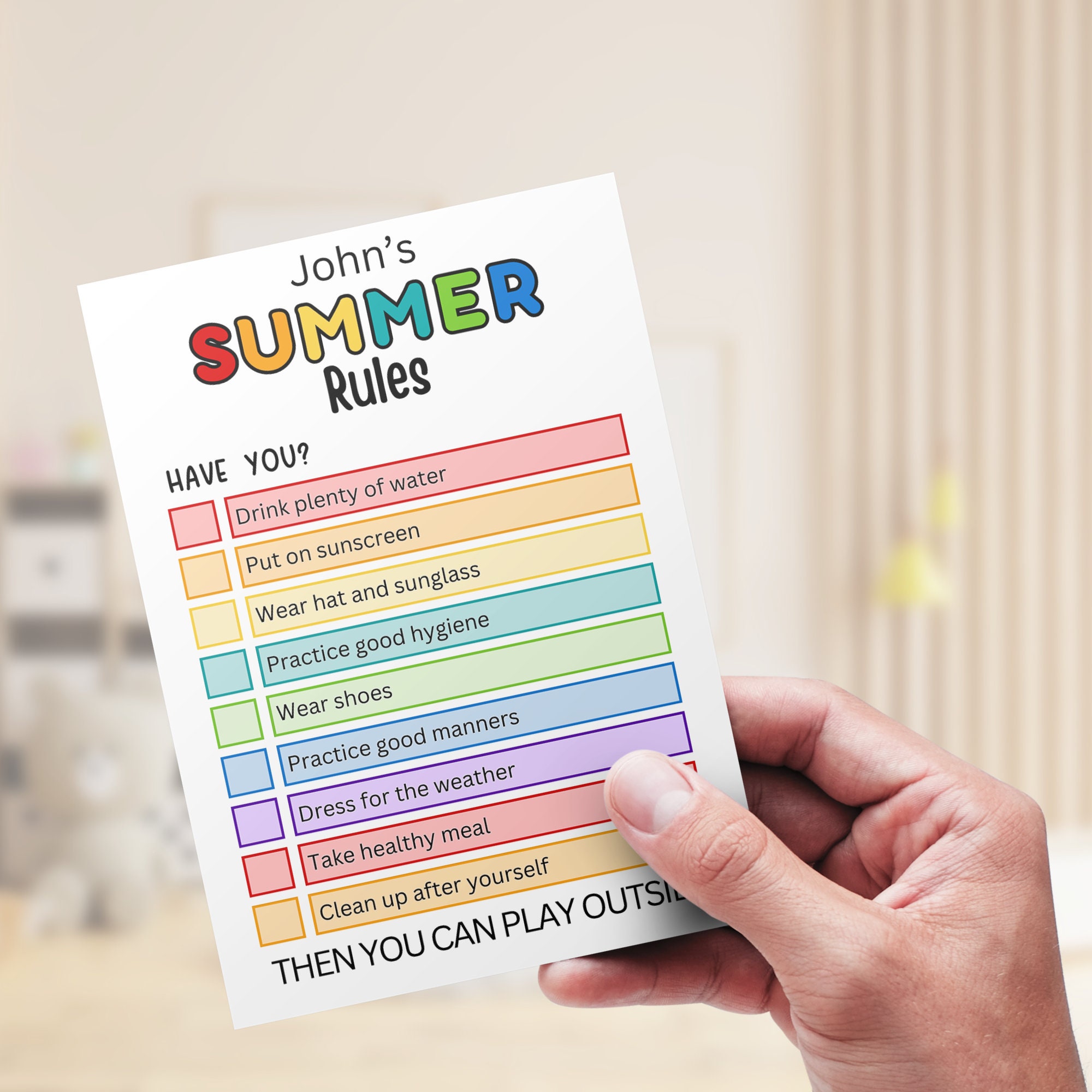 Summer Rules for Kids | Summer Routine | Editable Summer Rules ...