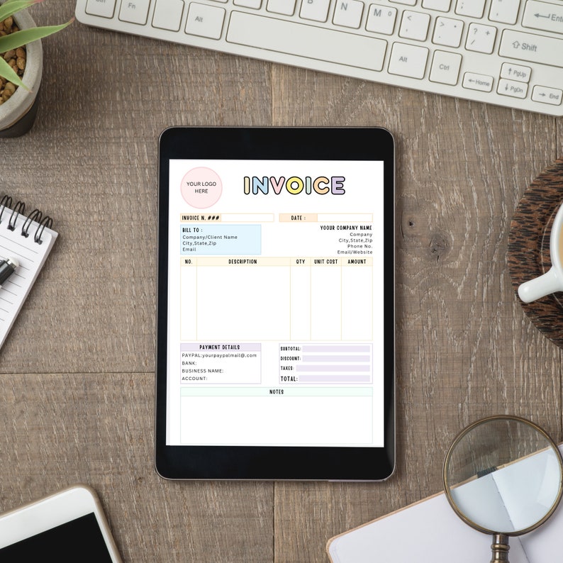 Invoice Template Editable Business Invoice Log Billing Template Receipt ...