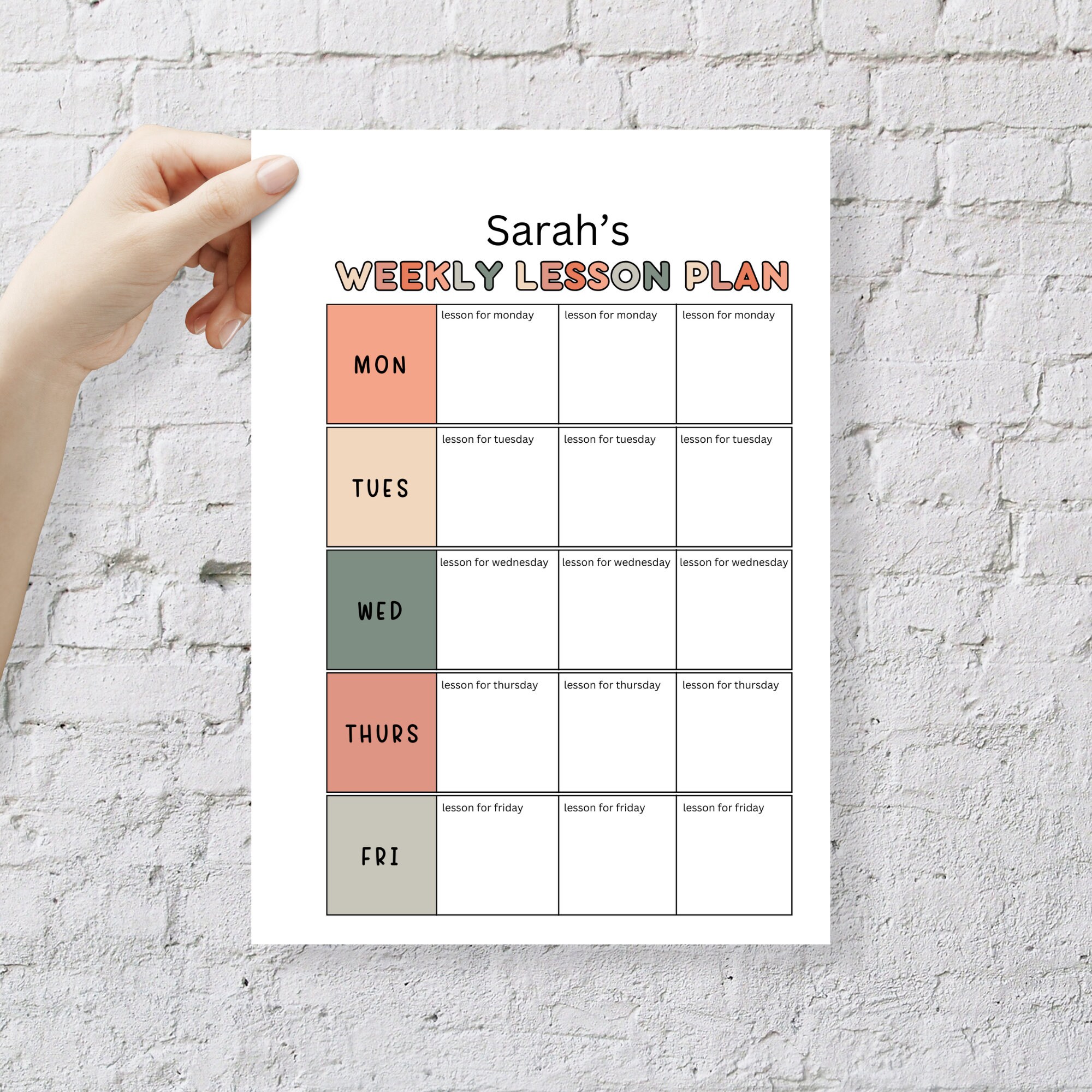 Weekly Lesson Plan Editable | Lesson Planner | Homeschool Teacher ...