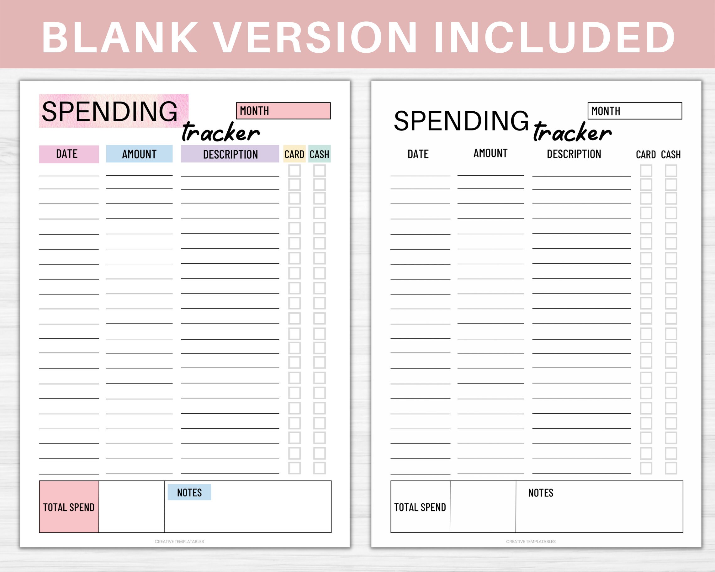 Spending Tracker Printable Expense Tracker Budget Tracker Financial ...