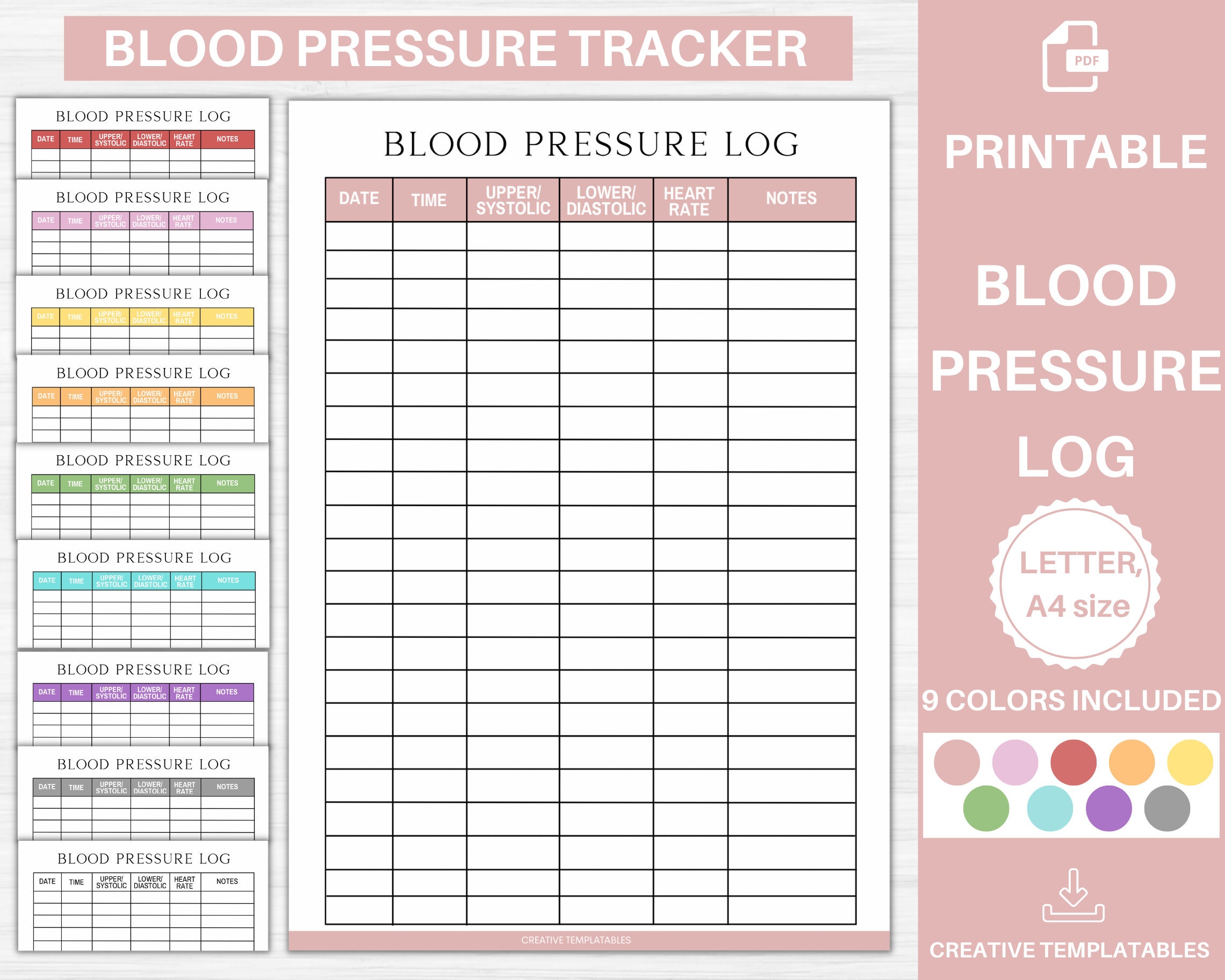 Blood Pressure Tracker | Printable Blood Pressure Log | Hypotension ...
