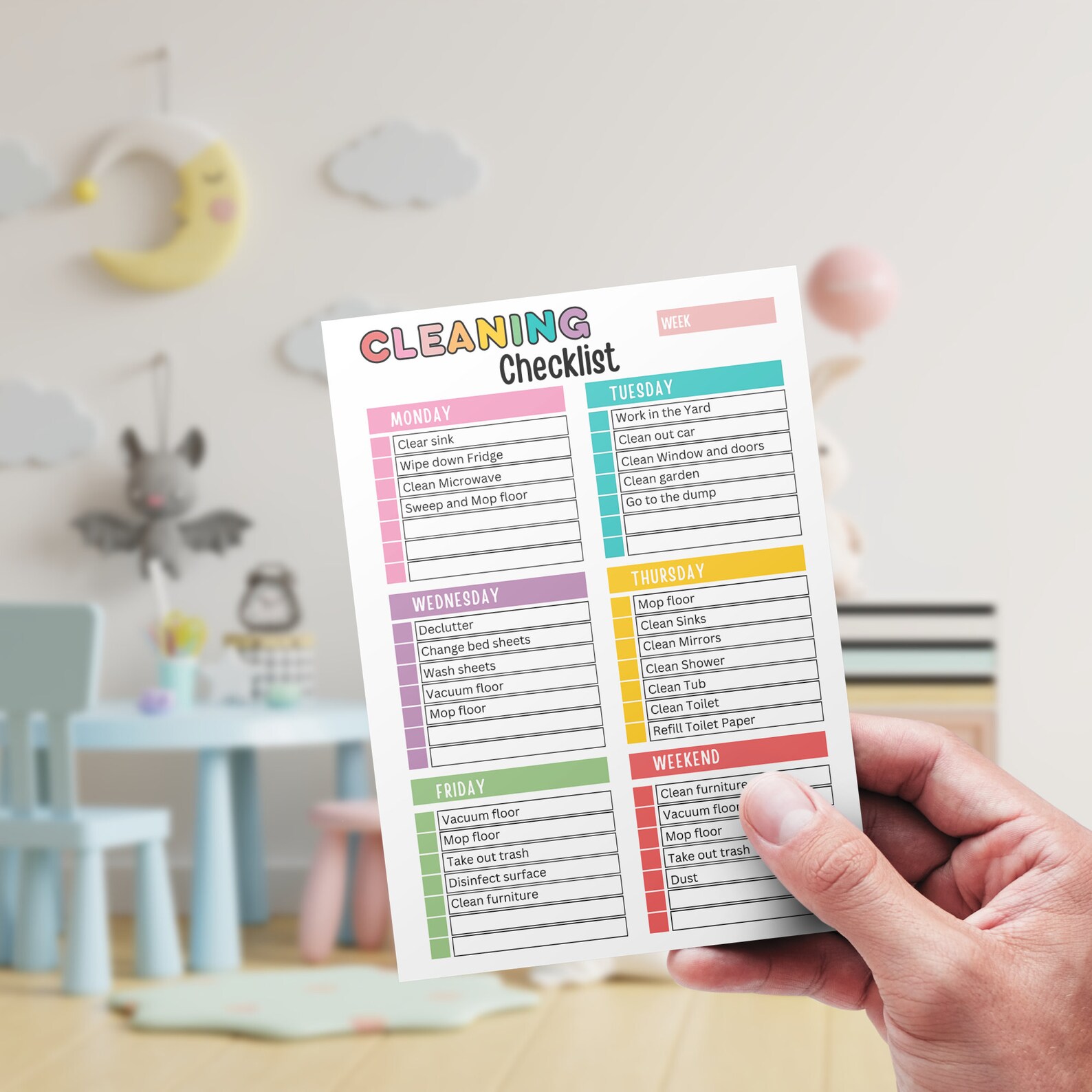 Cleaning Planner Kids Chore Chart Editable Cleaning - Etsy