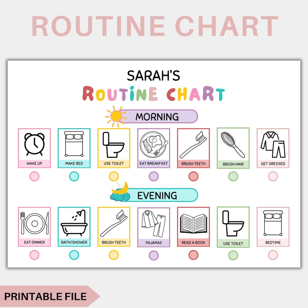Kids Routine Chart Printable Daily Schedule for Kids Chore Chart ...