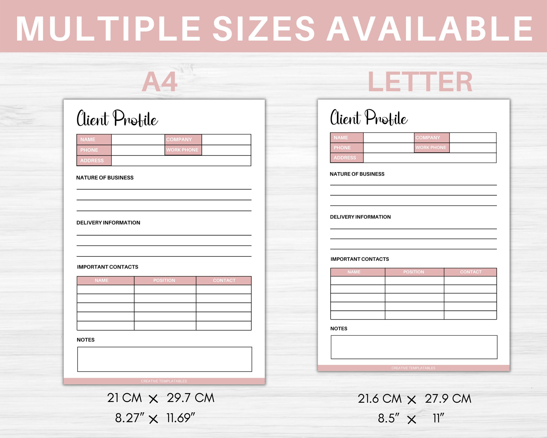Client Profile Template | Editable Customer Profile Tracker | Client ...