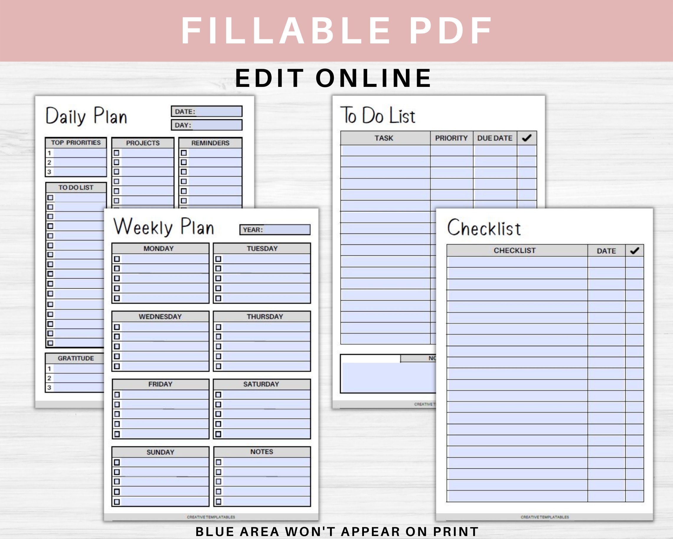 To-do List Planning List Printable To-do List Template Task Planner ...