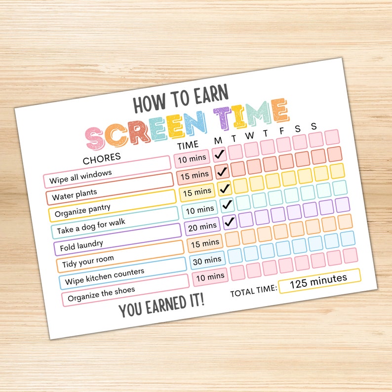 How to Earn Screen Time With Screen Bucks Editable Allowance - Etsy