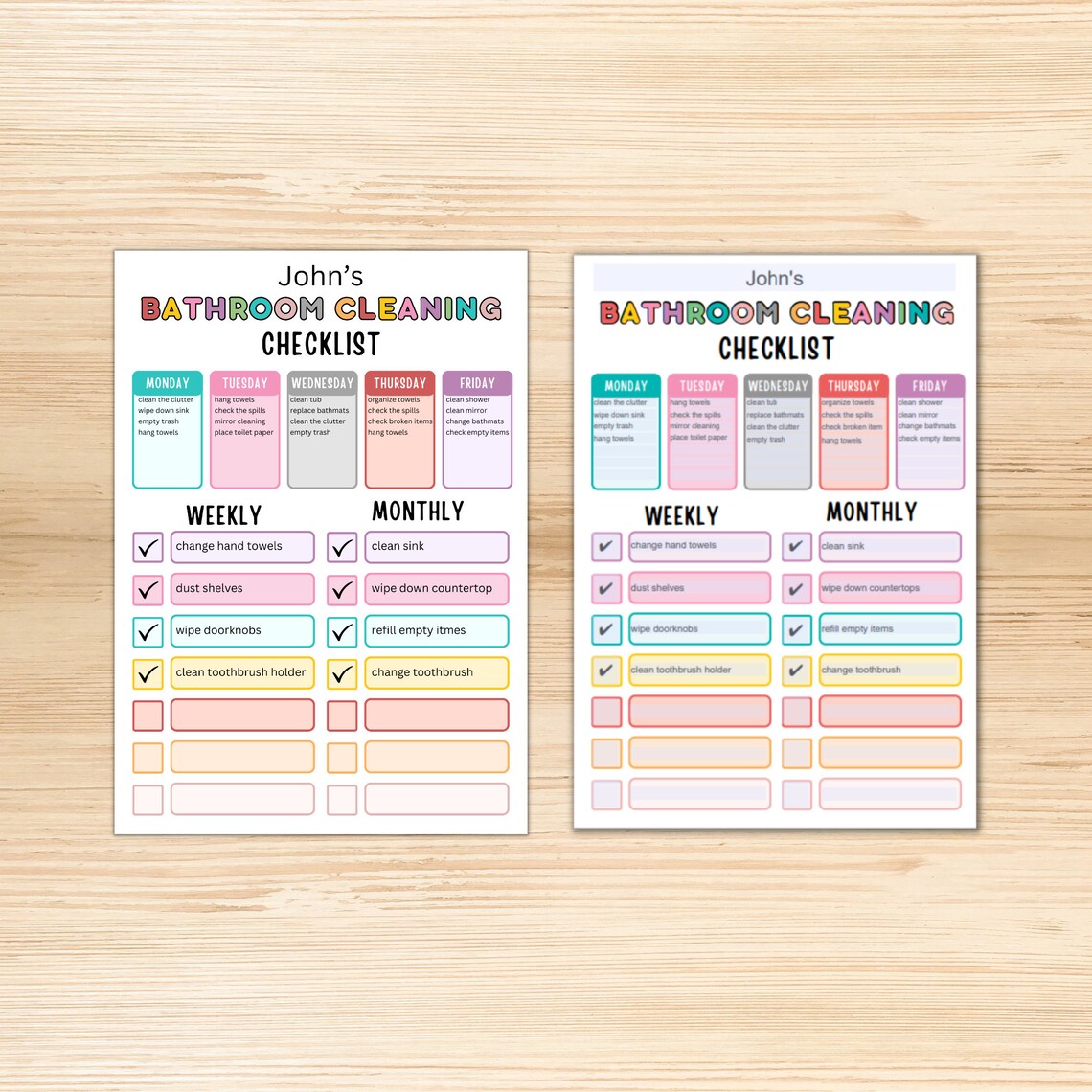 Cleaning Planner Kids Chore Chart Editable Bathroom Cleaning Schedule ...