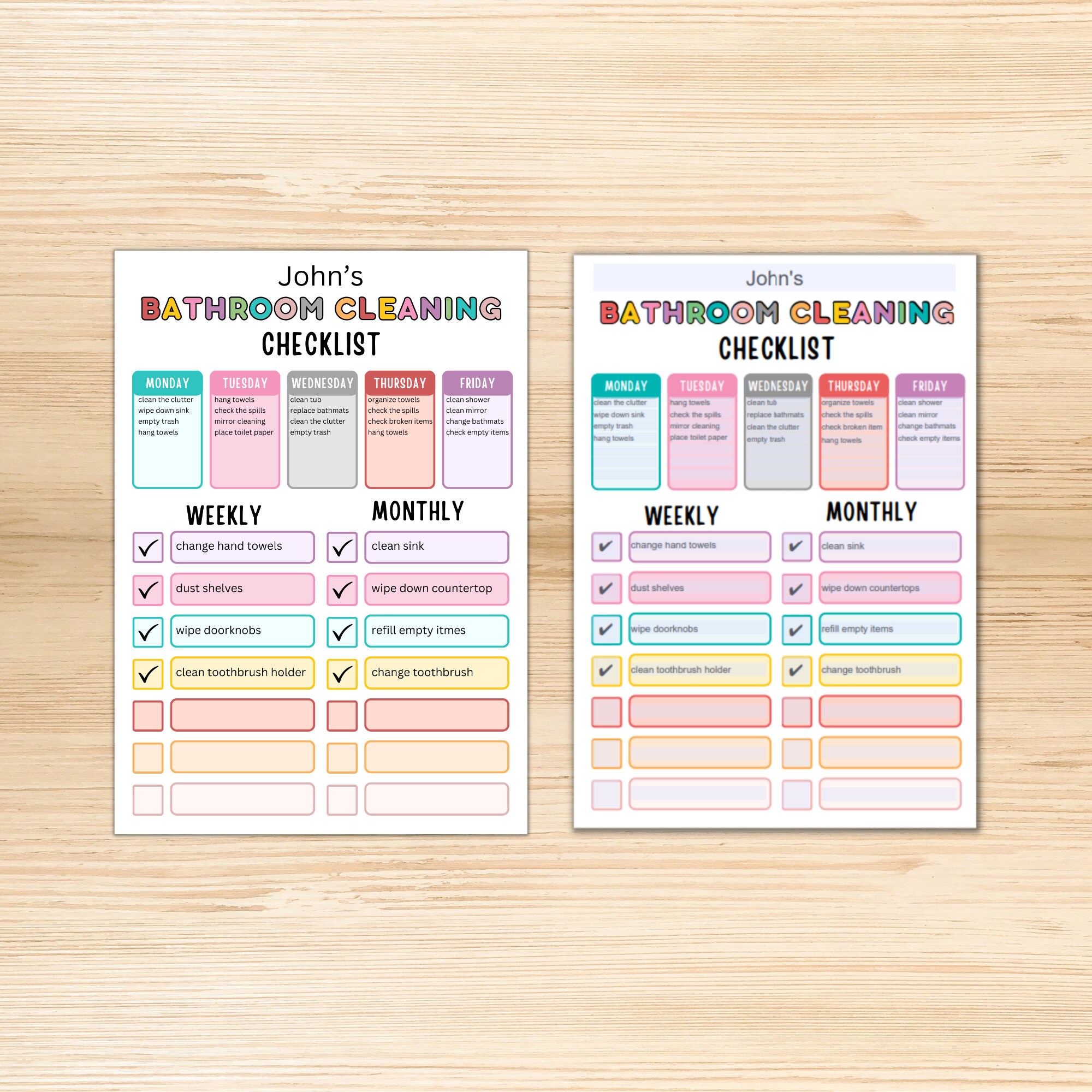 Cleaning Planner Kids Chore Chart Editable Bathroom Cleaning Schedule ...