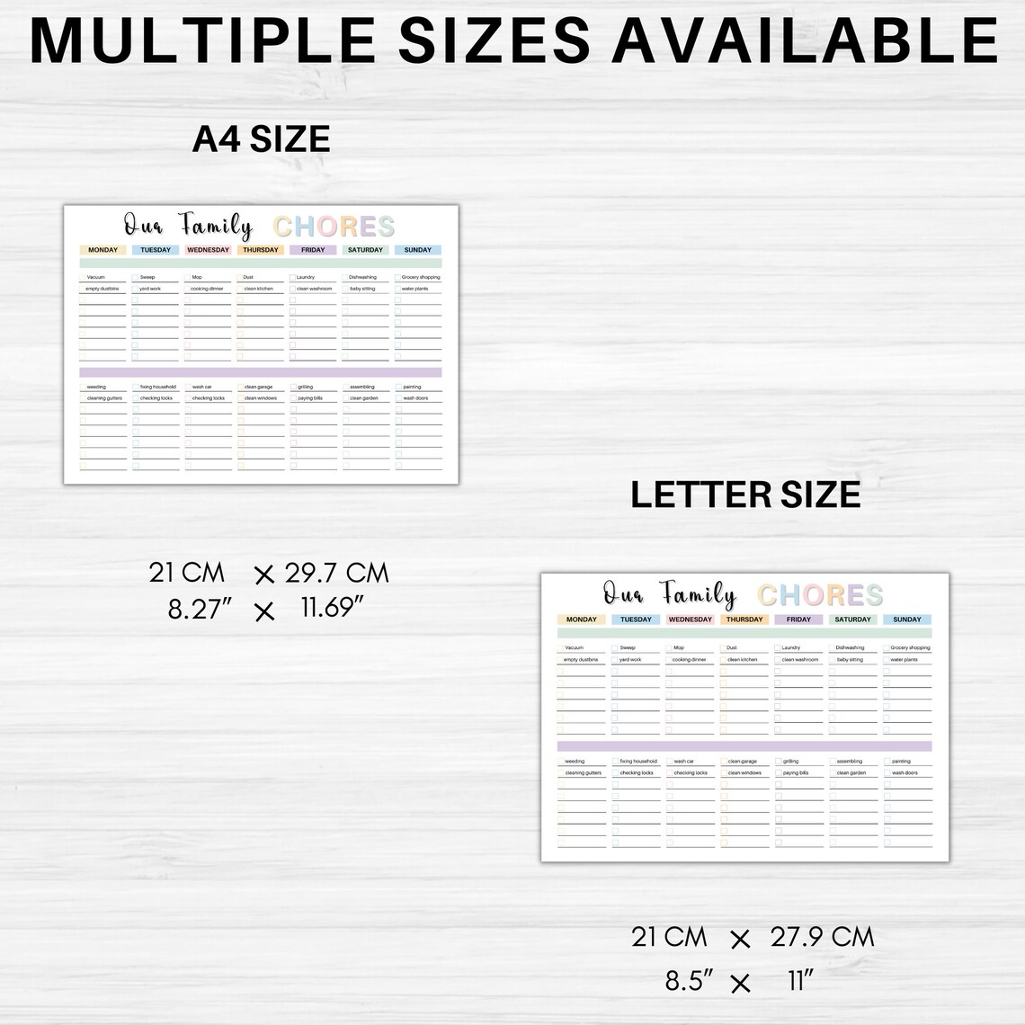 Family Chore Chart 2,3,4,5 Family Members Editable Chore Chart Family ...
