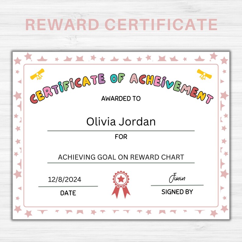 Kids Reward Certificate and Chart Good Behavior Tracking Kids Behavior ...
