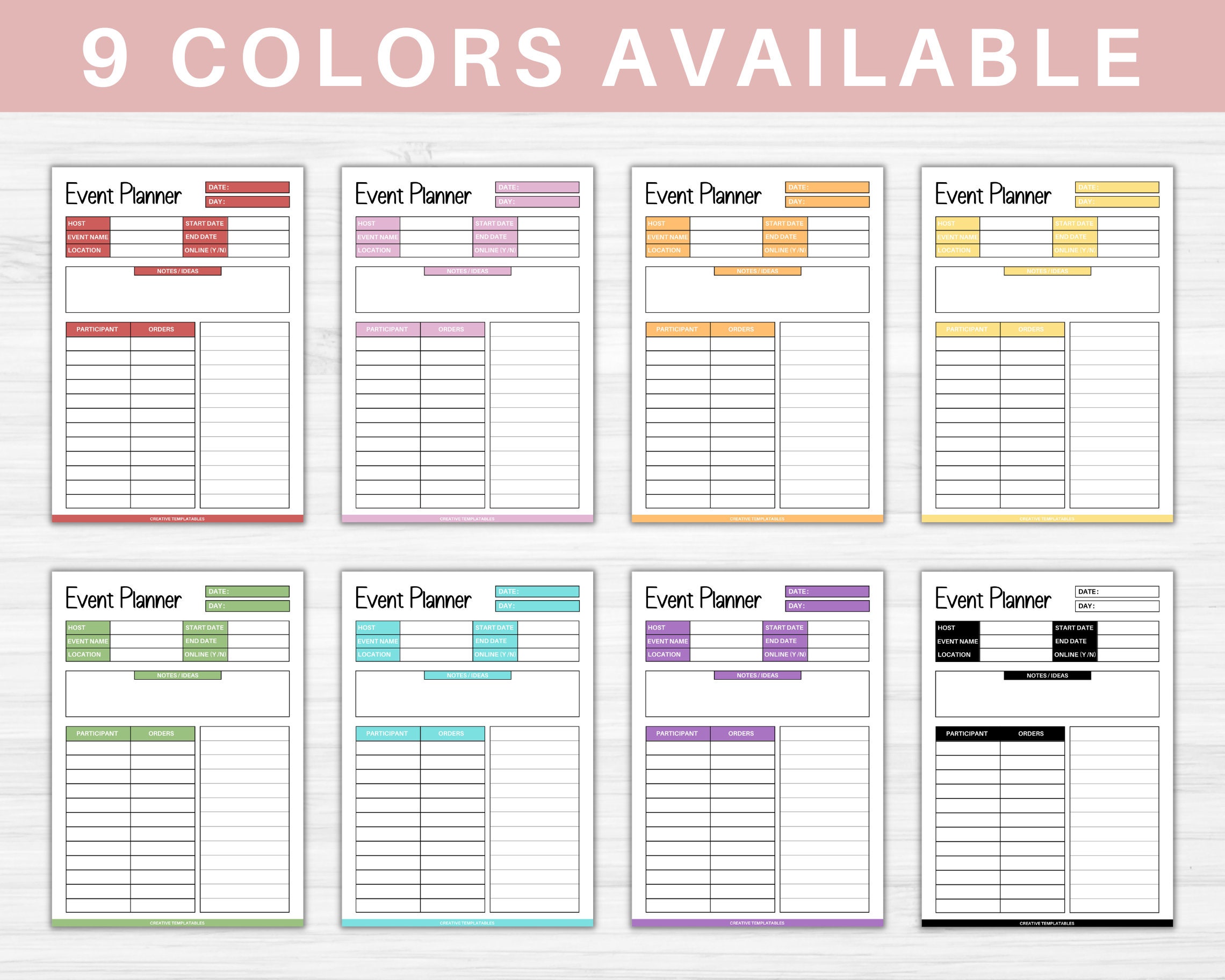 Event Planner | Event Tracker | Printable Event Planning Template ...