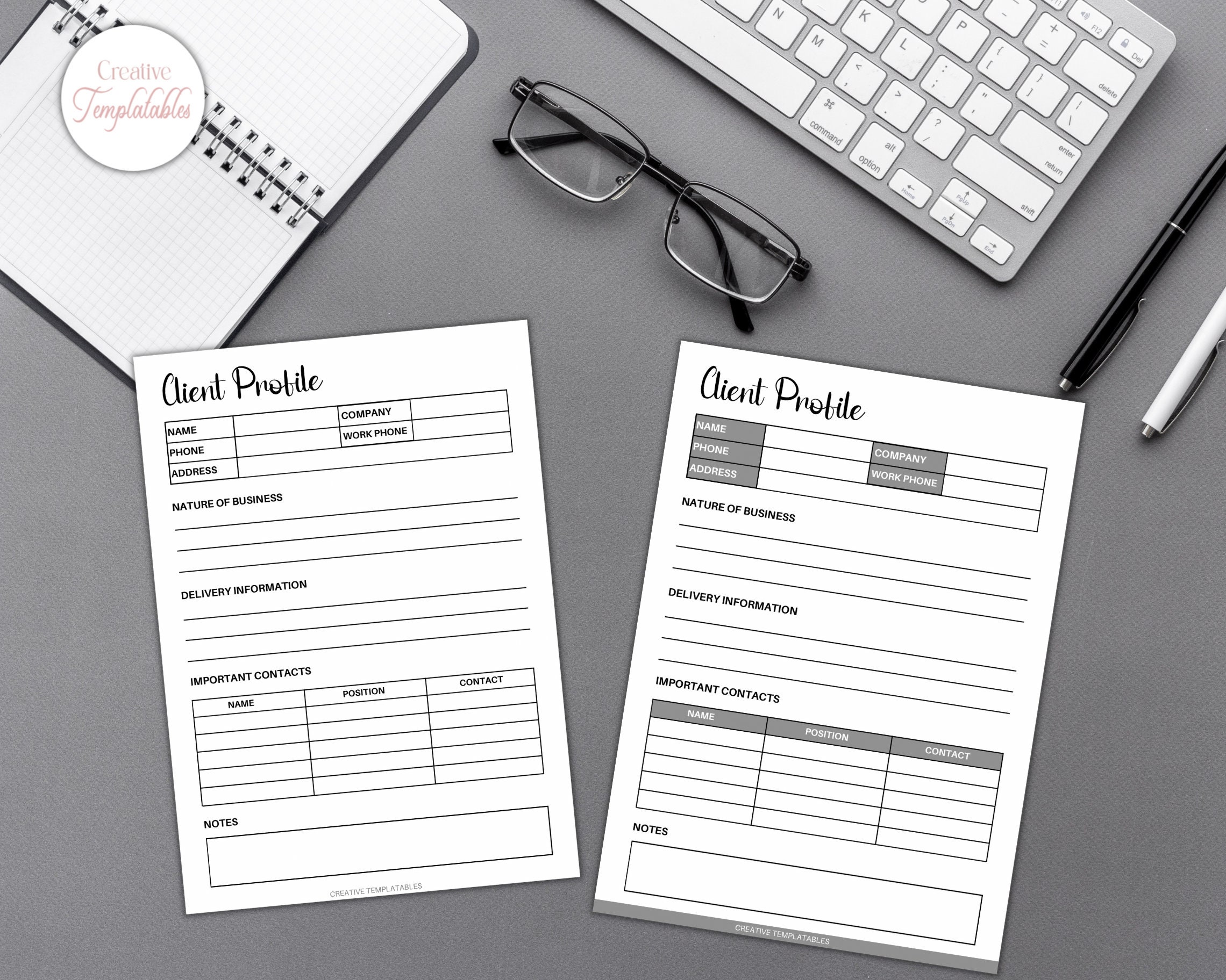Client Profile Template Printable Customer Profile Tracker Client ...