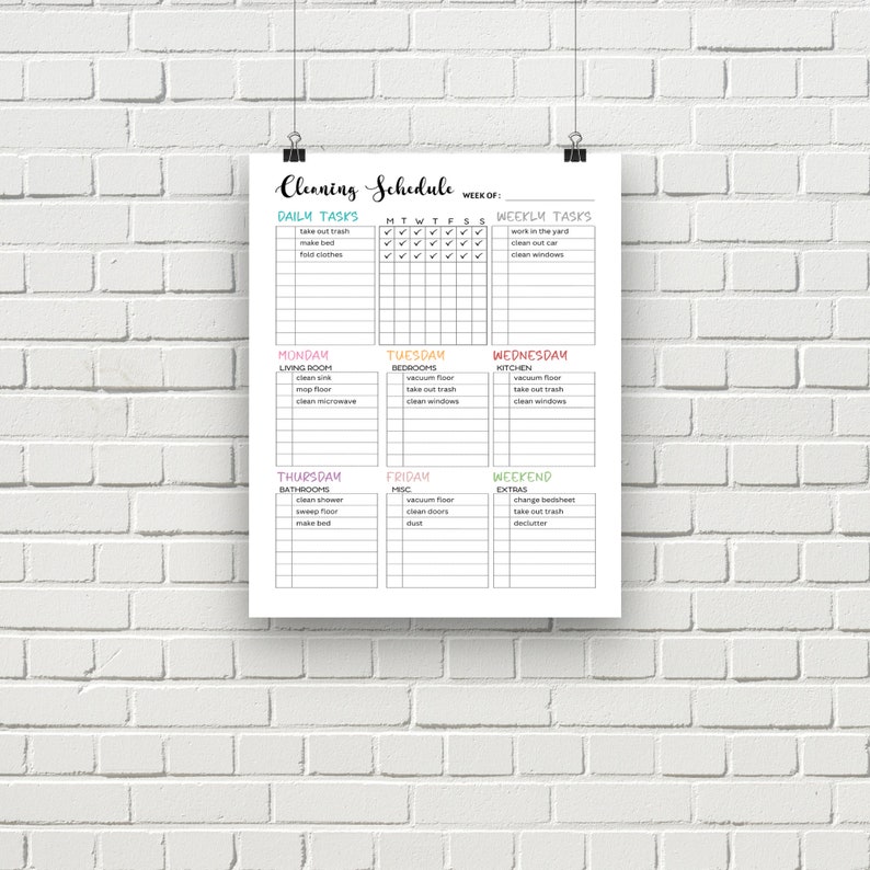 Cleaning Planner Cleaning Chore Chart Editable Cleaning - Etsy