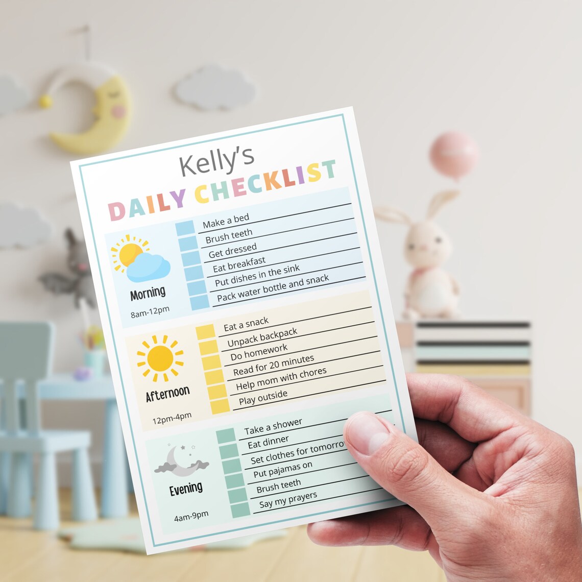 Kids Chore Chart Editable Daily Routine Responsibility Chart Kids Daily ...