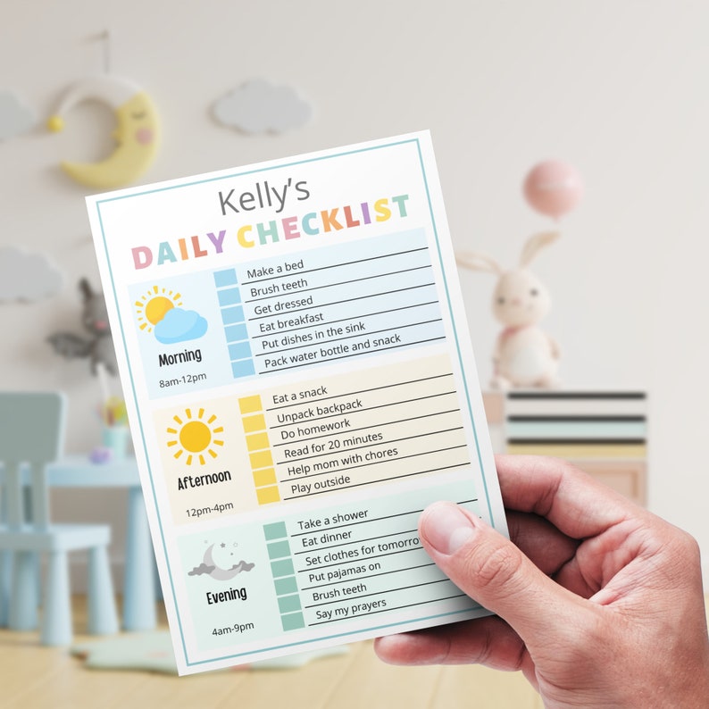 Kids Chore Chart Editable Daily Routine Responsibility Chart Kids Daily ...