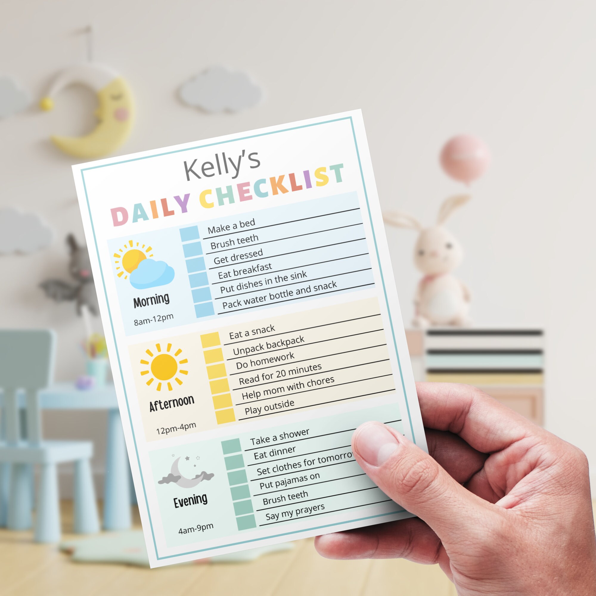 Kids Chore Chart Editable Daily Routine Responsibility Chart Kids Daily ...