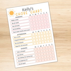 Kids Chore Chart Editable Daily Routine Responsibility Chart Kids Daily ...