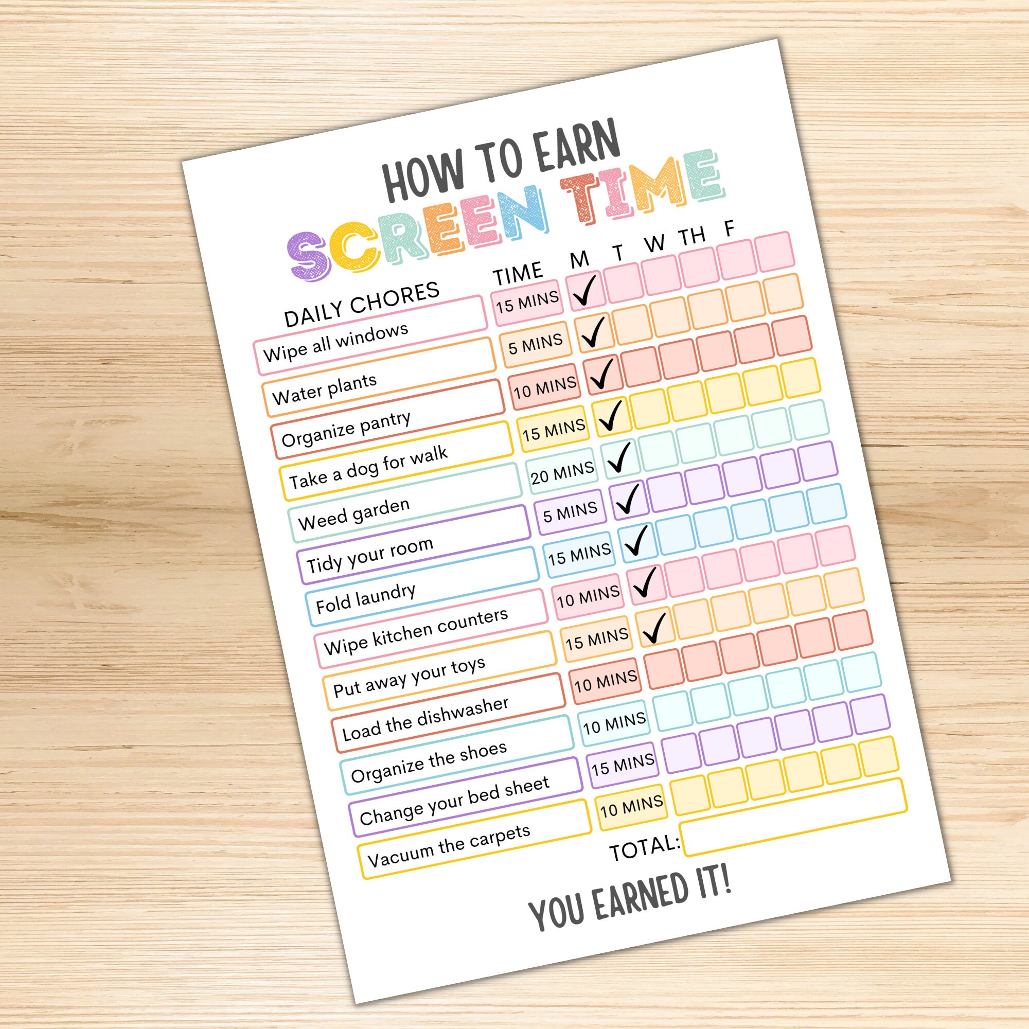 How to Earn Screen Time With Screen Bucks Editable Allowance Chore ...