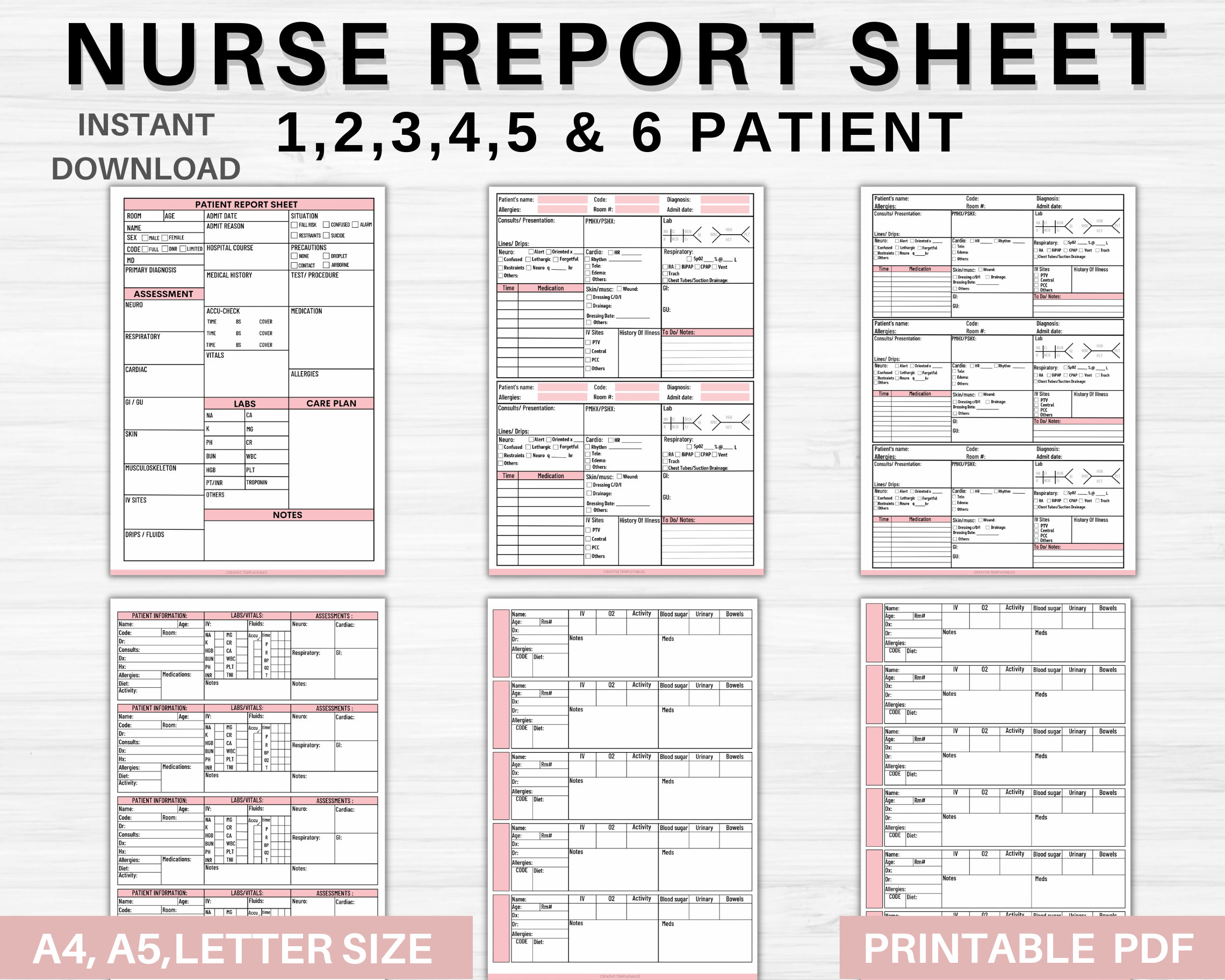 Nursing Report Sheet Printable Nursing Report Sheet Nurse Report Med ...