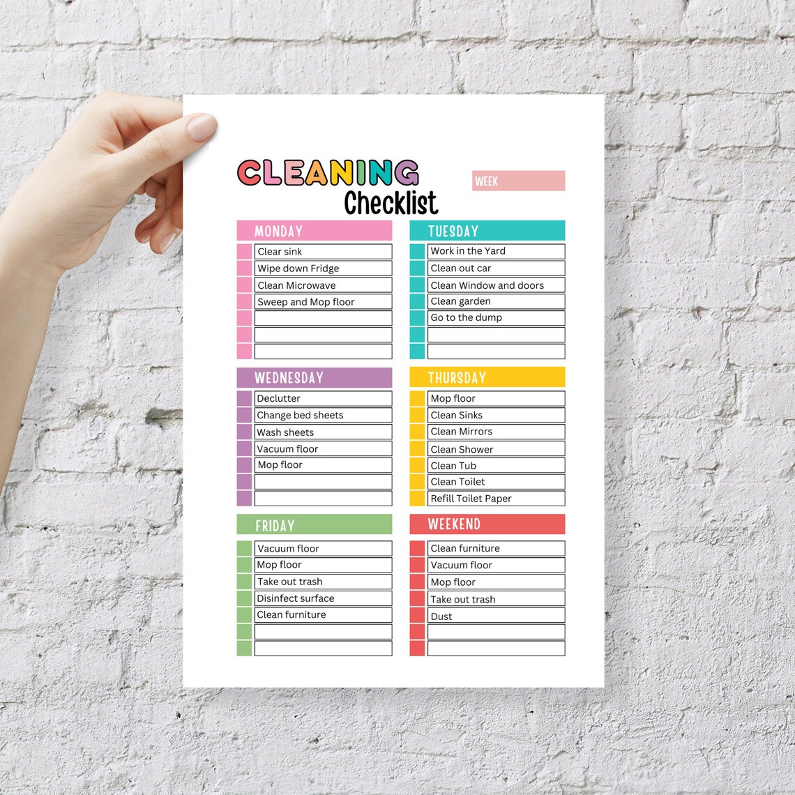 Cleaning Planner Kids Chore Chart Editable Cleaning - Etsy