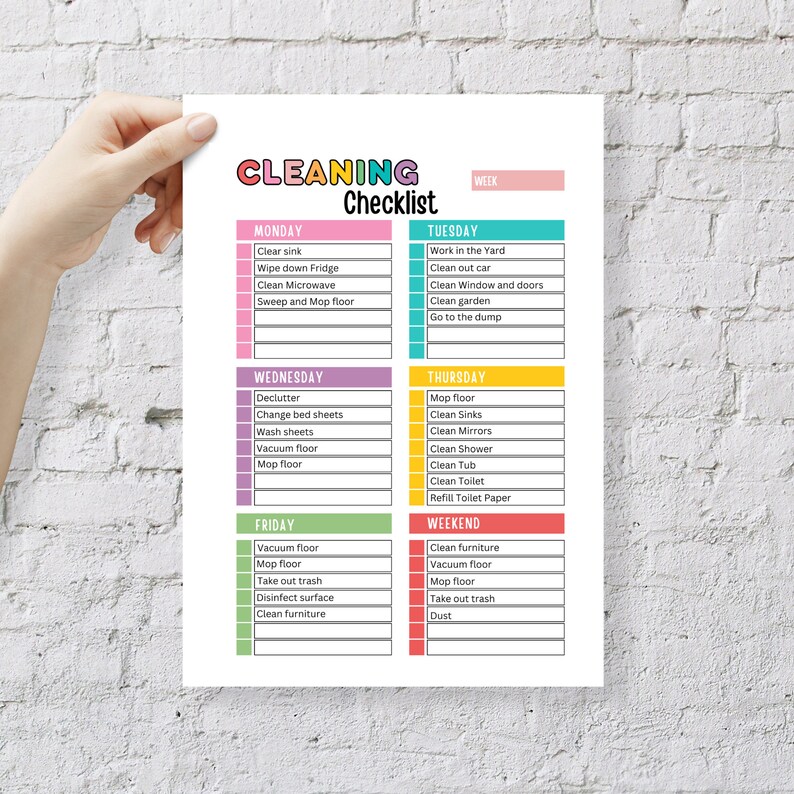 Cleaning Planner Kids Chore Chart Editable Cleaning - Etsy