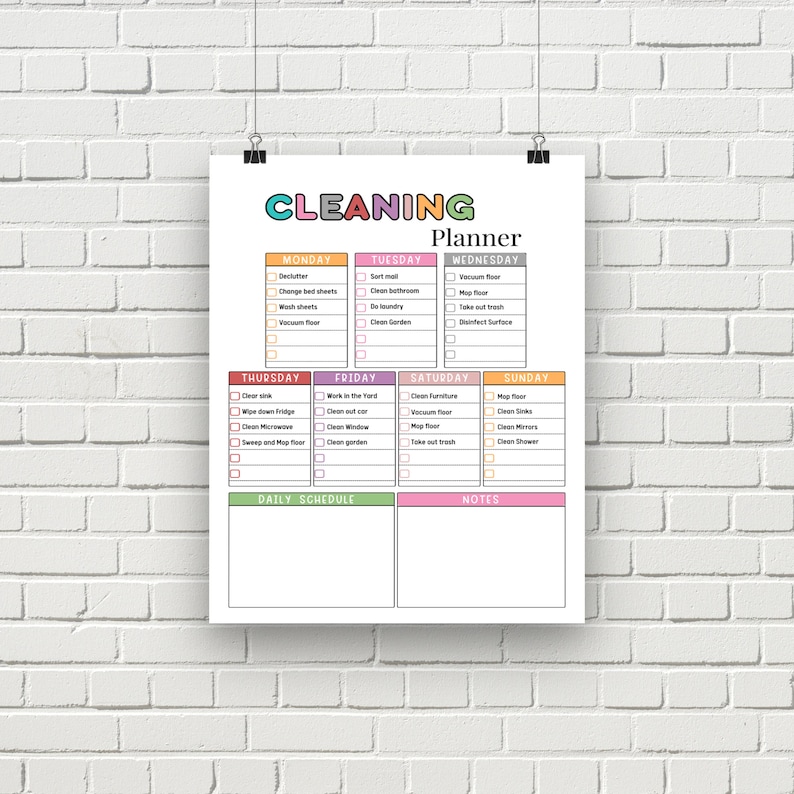 Cleaning Planner Cleaning Chore Chart Editable Cleaning - Etsy