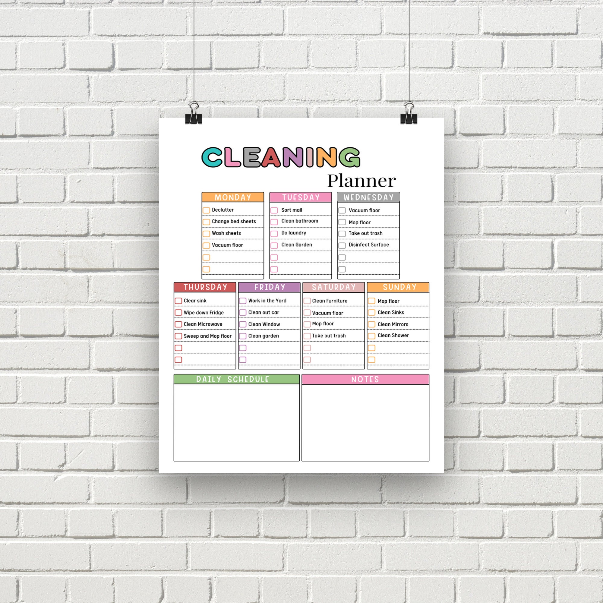 Cleaning Planner Cleaning Chore Chart Editable Cleaning - Etsy