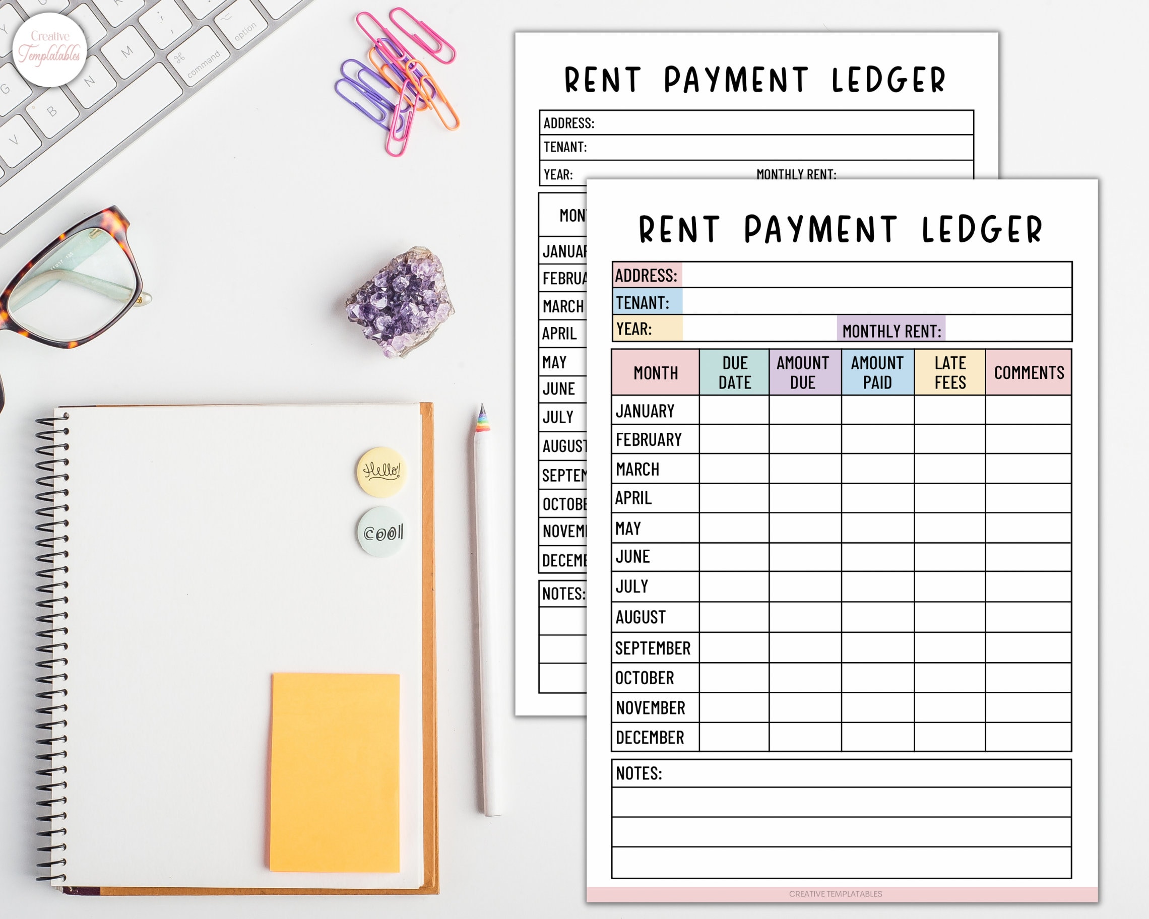Rent Payment Ledger Template Printable | Tenant Payment Tracker ...