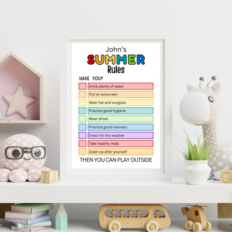 Summer Rules for Kids Summer Routine Editable Summer Rules Checklist ...