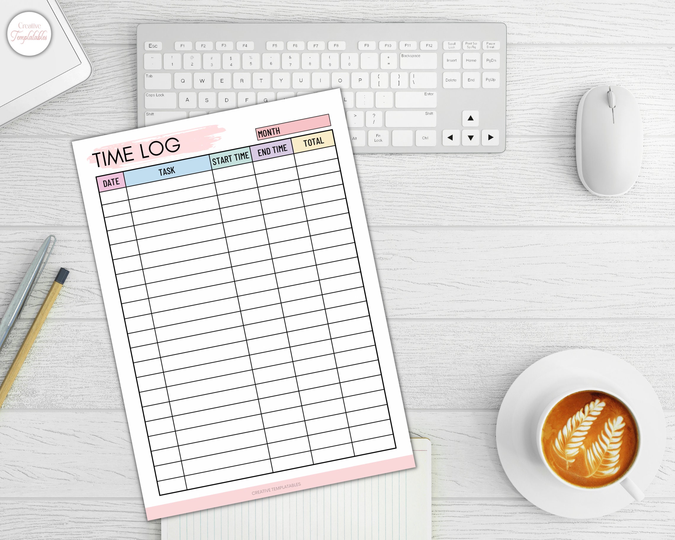 Time Log | Time Spent Tracker | Printable Time Log | Working Hours Log ...