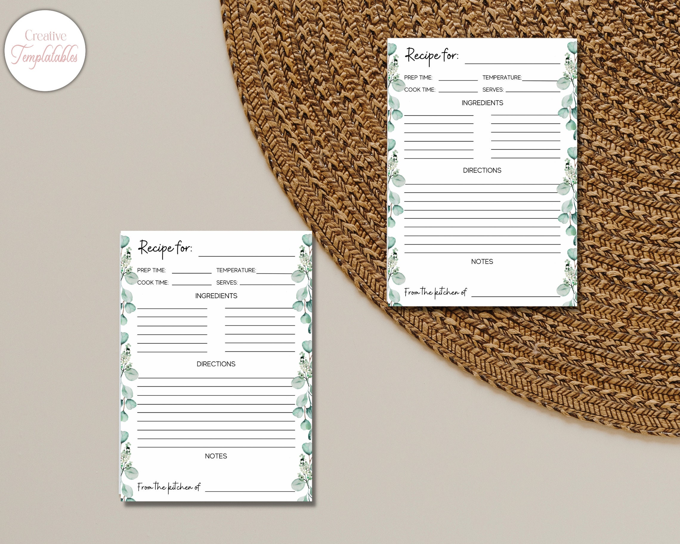 Recipe Template Editable Recipe Planner Recipe Organizer Meal Prep ...
