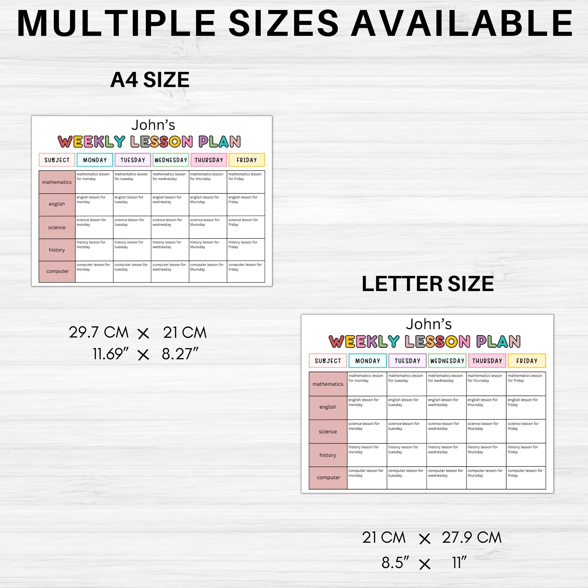 Weekly Lesson Plan Editable Lesson Planner Homeschool Teacher Planner ...