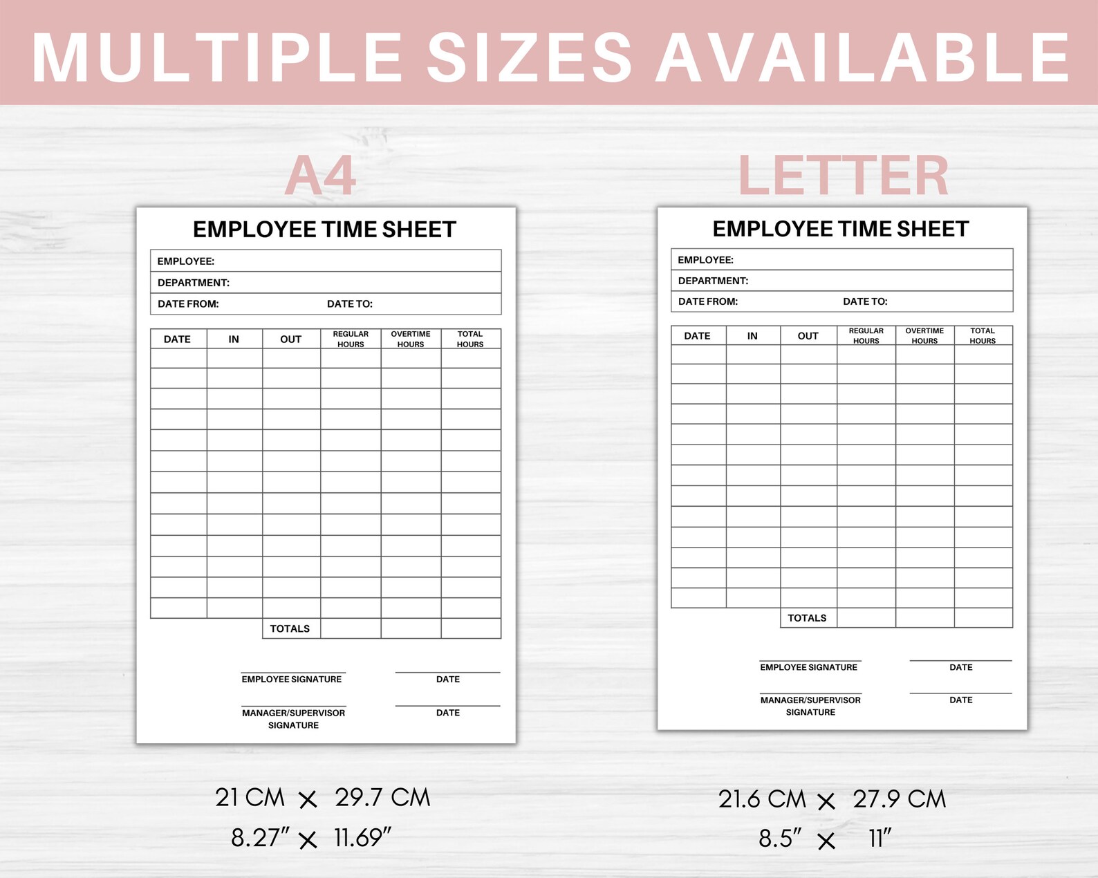 Employee Time Sheet Editable Time Keeping Log Weekly Time Tracker ...