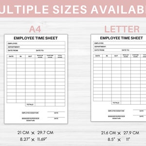 Employee Time Sheet Editable Time Keeping Log Weekly Time Tracker ...