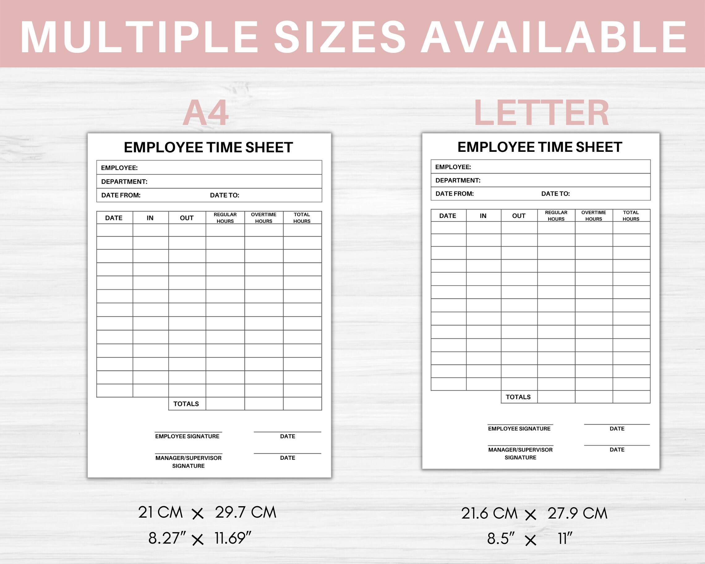 Employee Time Sheet Editable Time Keeping Log Weekly Time Tracker ...