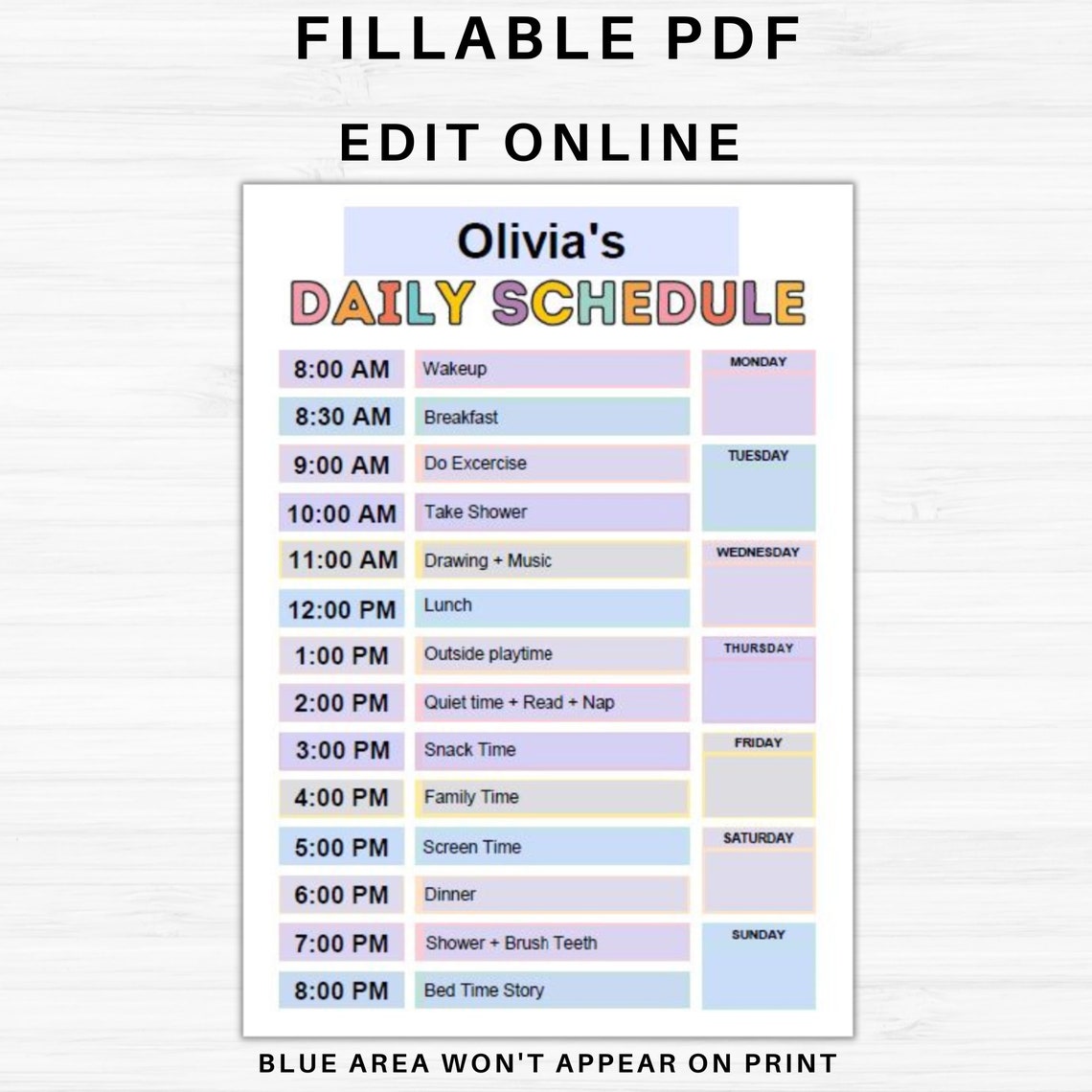 Kids Chore Chart Editable Daily Routine Responsibility Chart Kids Daily ...