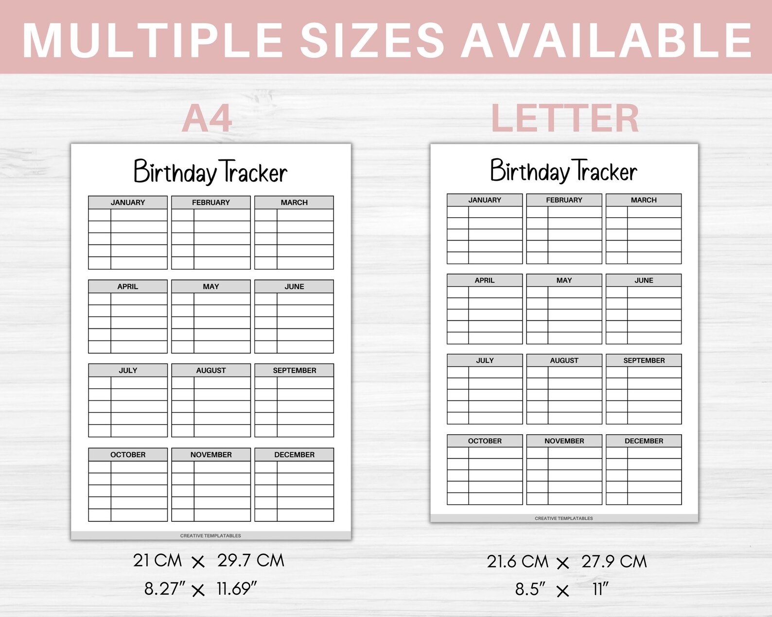 Birthday Tracker Printable Birthday Planner Birthday Organizer Birthday ...