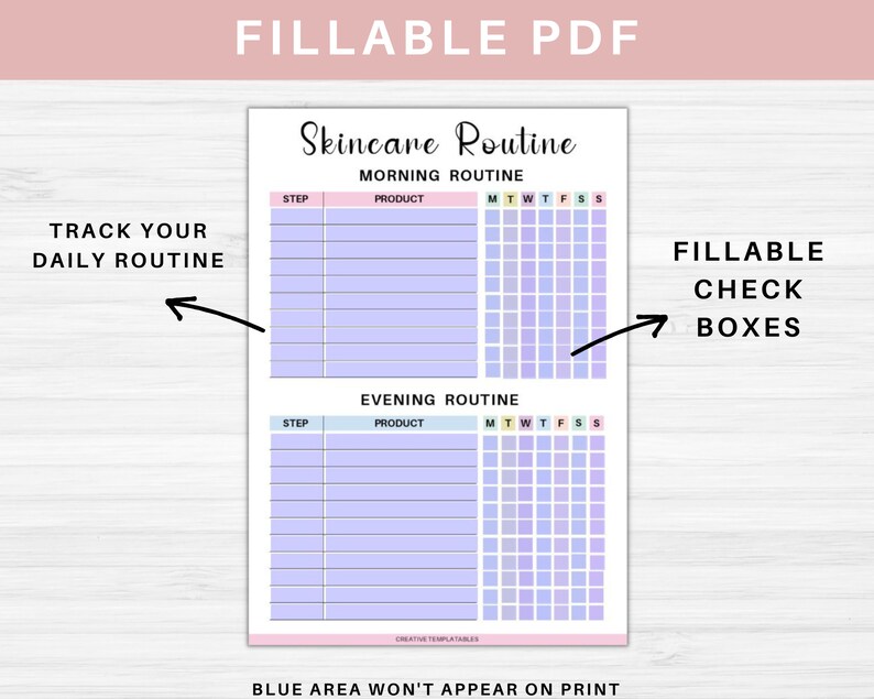 Skin Care Routine Planner Printable Beauty Planner Daily Self Care ...