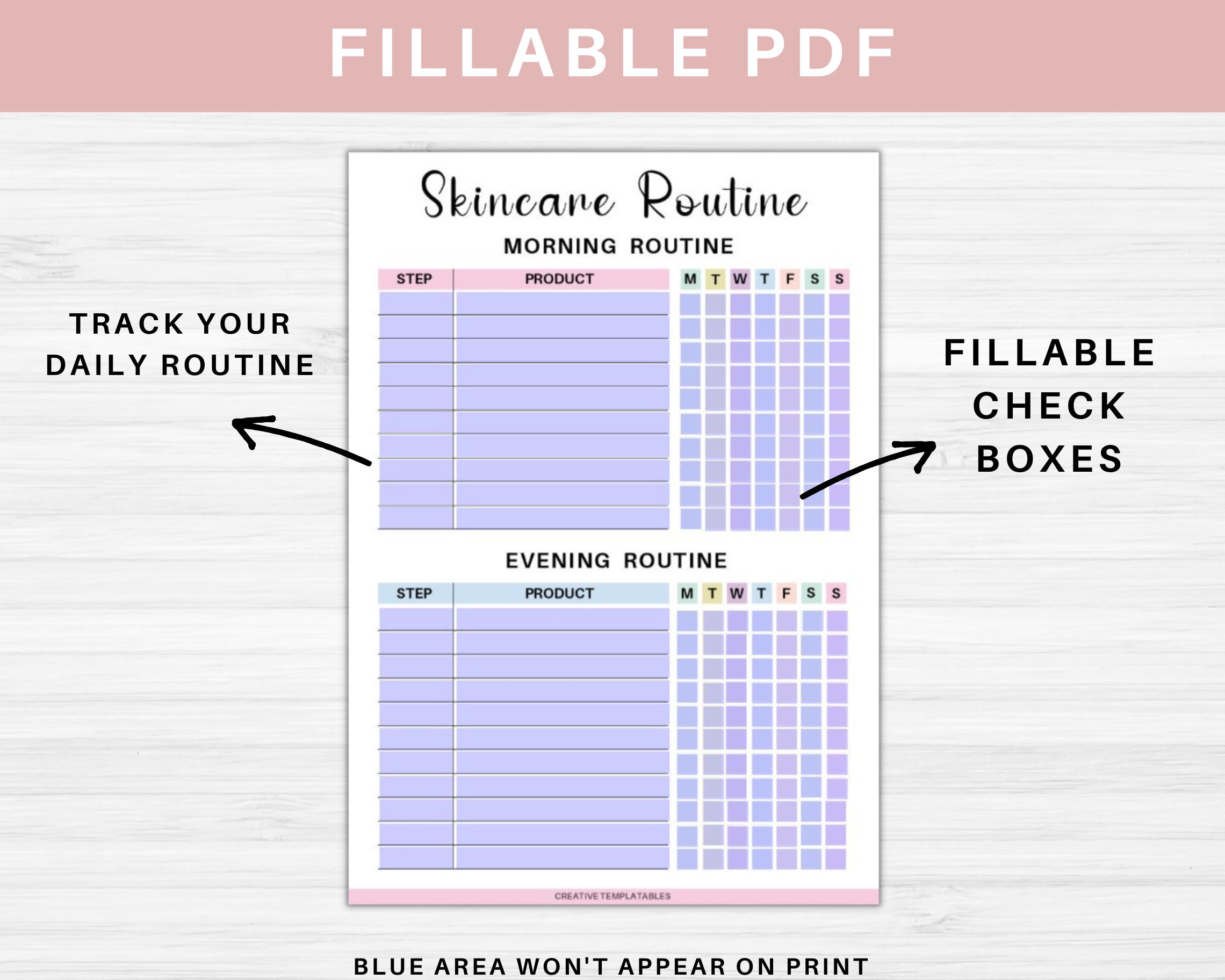 Skin Care Routine Planner Printable Beauty Planner Daily Self Care ...