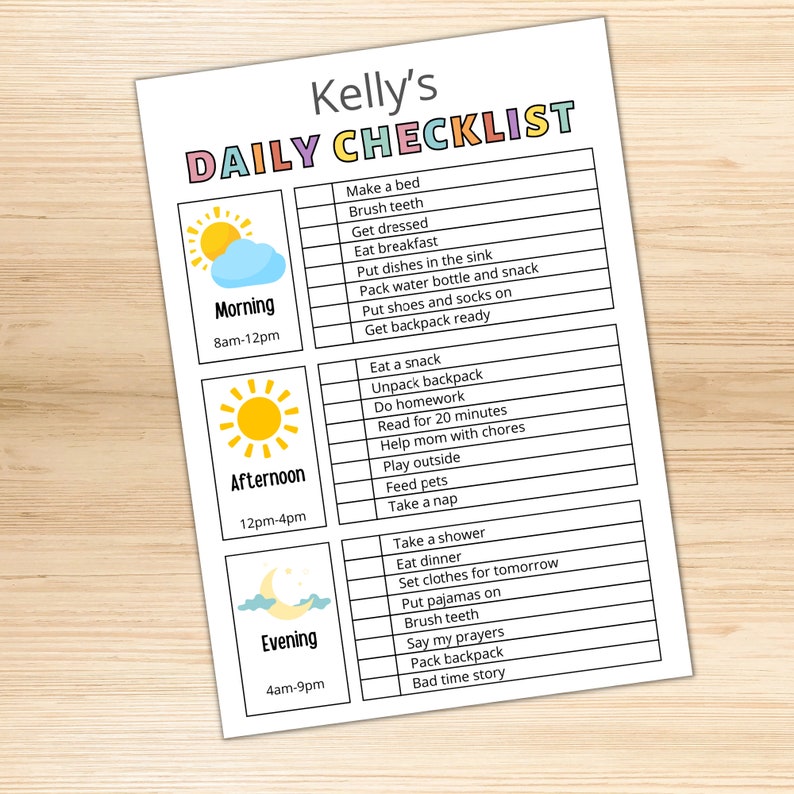 Kids Chore Chart Editable | Daily Routine Responsibility Chart | Kids ...