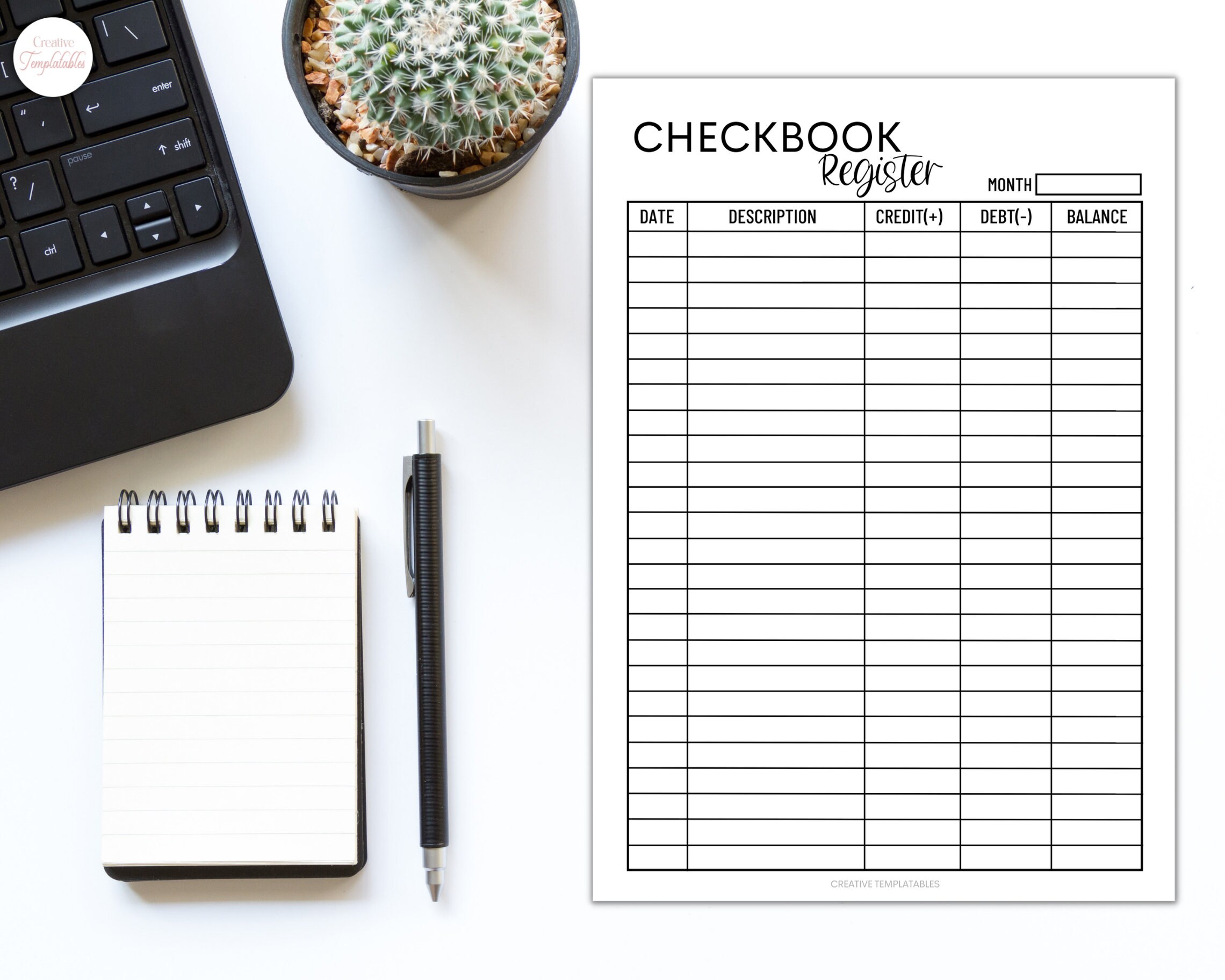 Checkbook Register Printable Check Transaction Tracker Checkbook Log ...