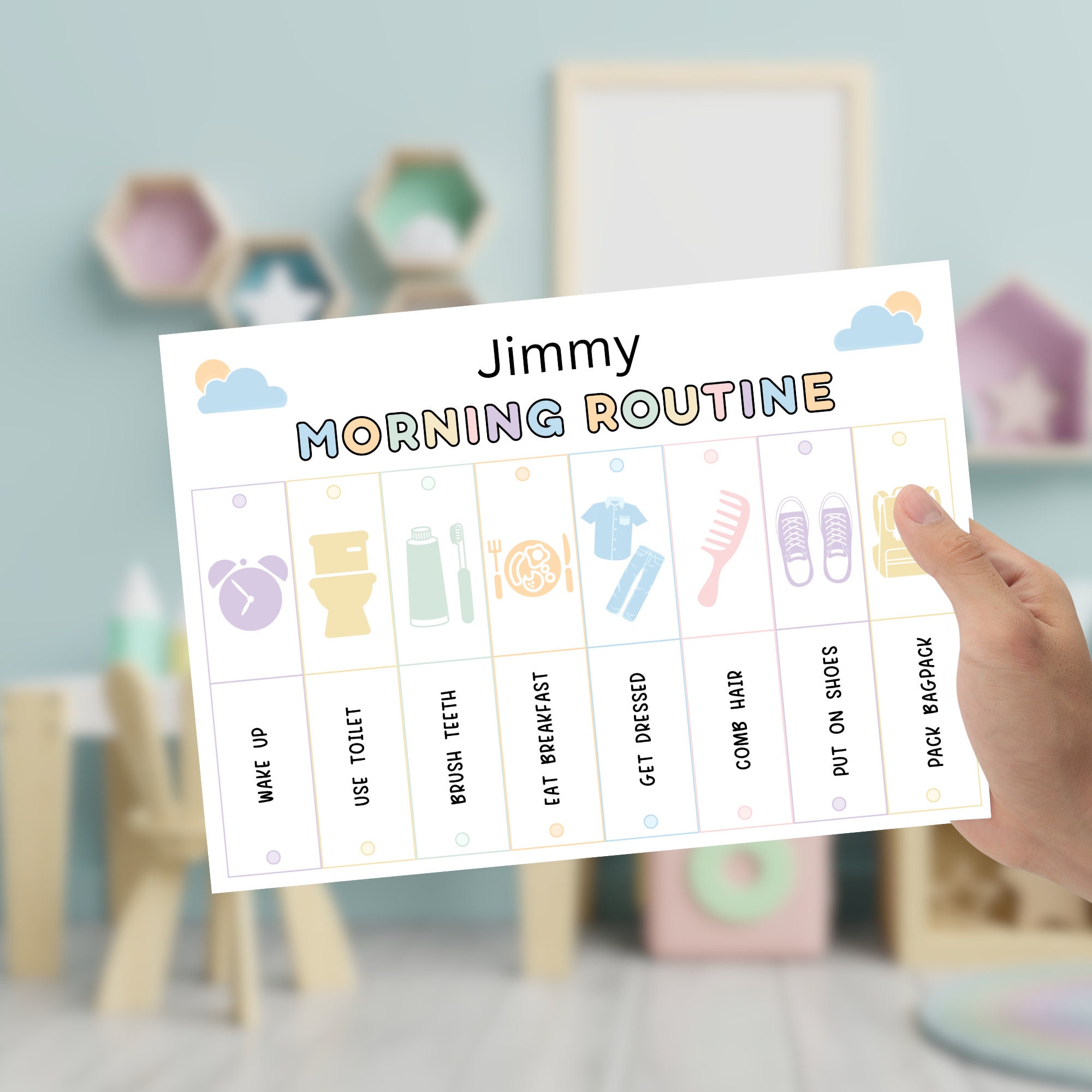 Kids Flip Routine Chart Editable Schedule for Kids Chore Chart Morning ...