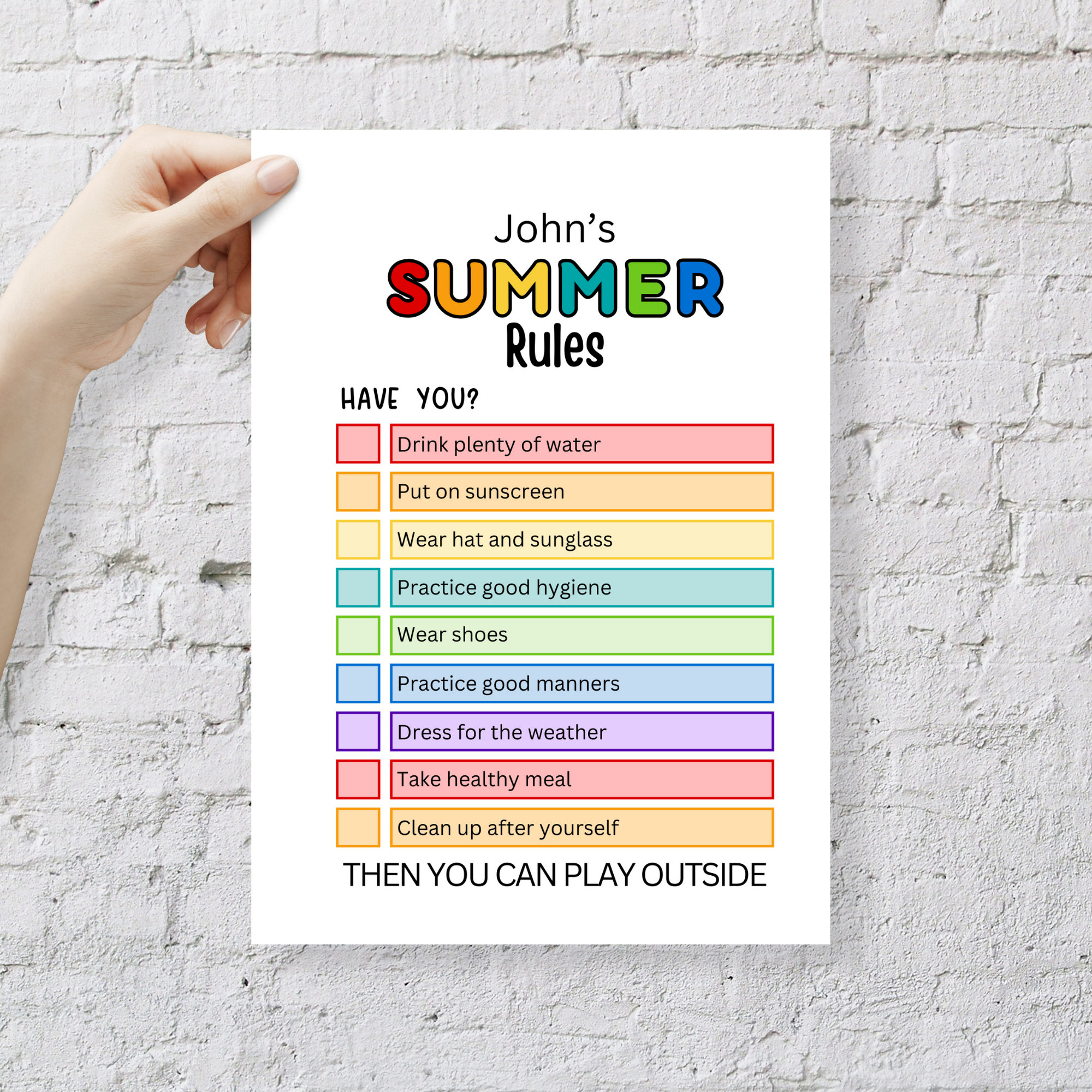 Summer Rules for Kids | Summer Routine | Editable Summer Rules ...