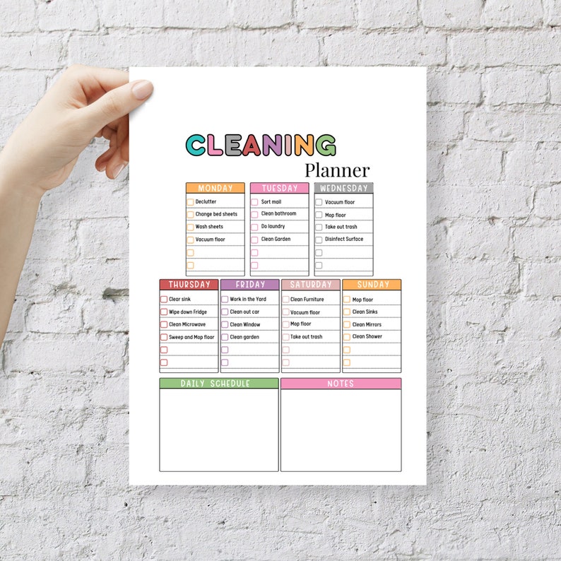 Cleaning Planner Cleaning Chore Chart Editable Cleaning - Etsy