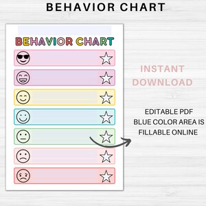 Behavior Reward Chart for Kids Good Behavior Tracking Children Behavior ...