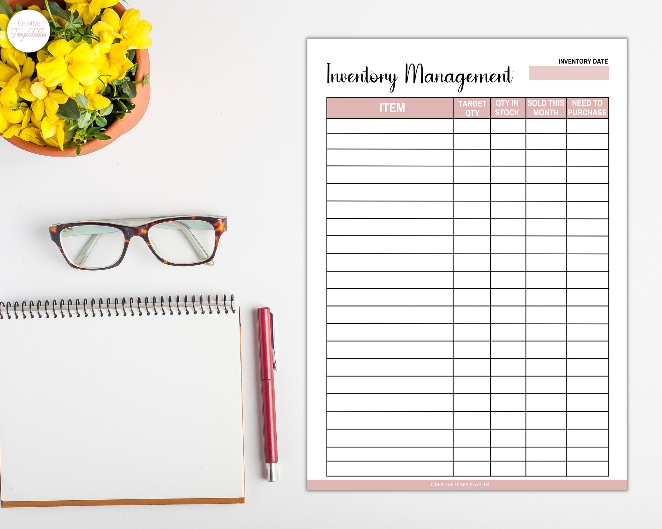 Inventory Management Planner Editable Inventory Tracker Stock Tracker ...