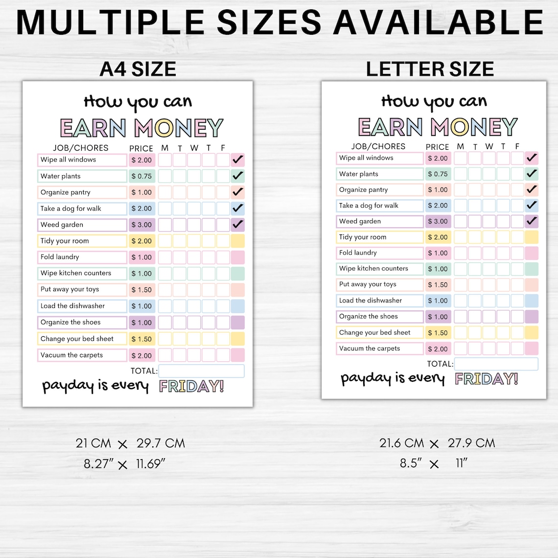 How to Earn Money Chore Chart | Editable Allowance Chore Chart for Kids ...