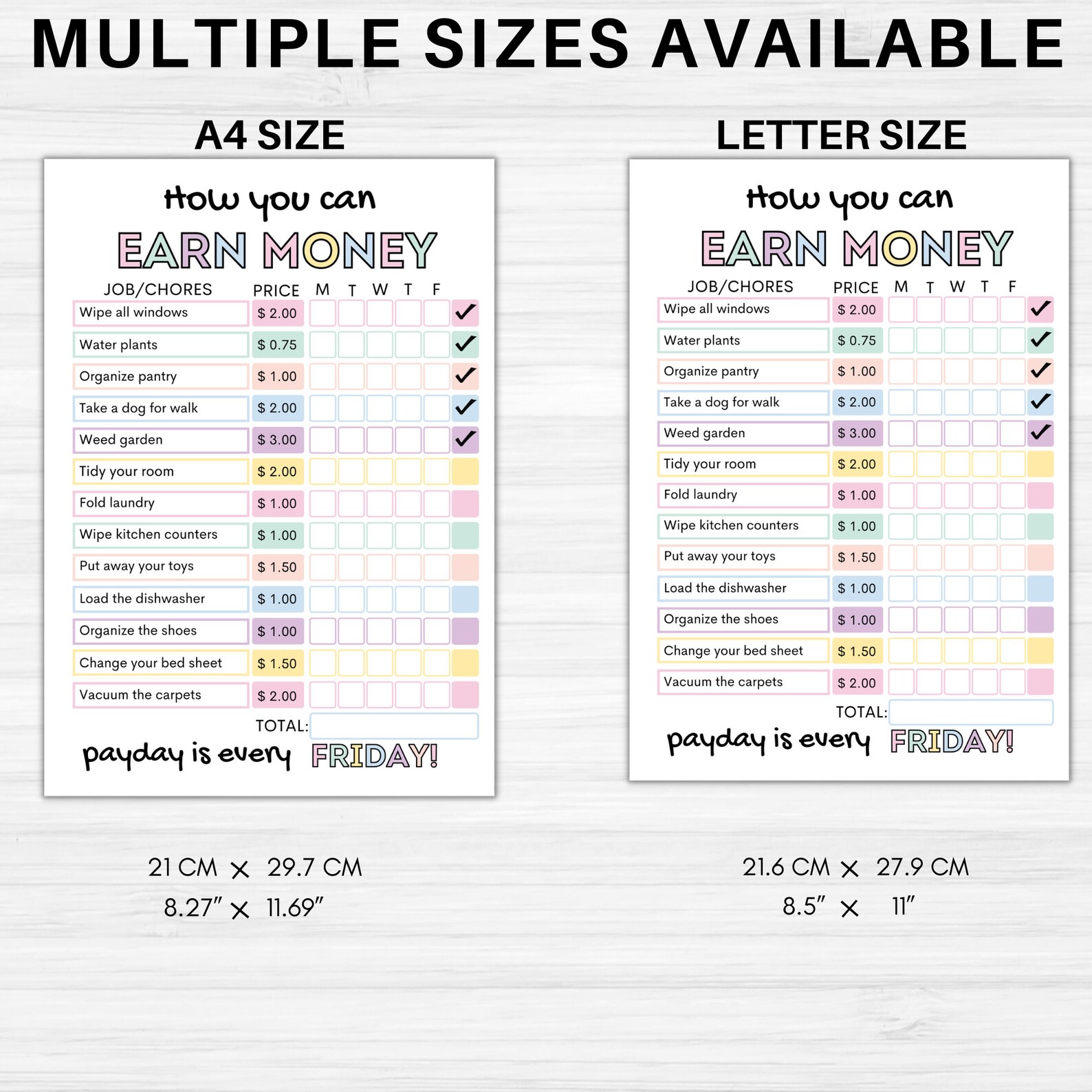 How to Earn Money Chore Chart | Editable Allowance Chore Chart for Kids ...