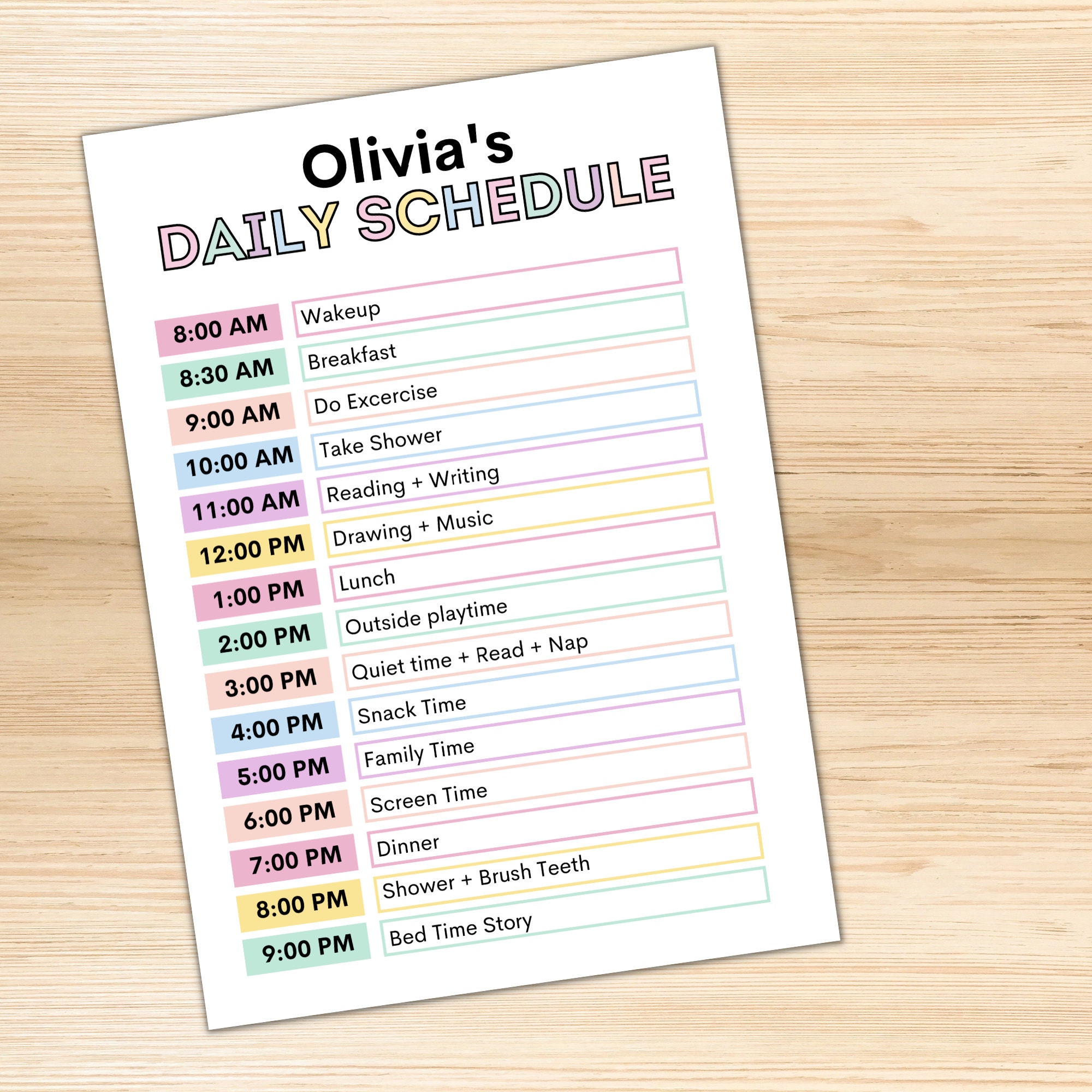 Kids Chore Chart Editable Daily Routine Responsibility Chart - Etsy